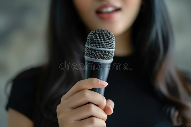 Woman Reporter with a Microphone at Work. AI Generated, Human Enhanced ...
