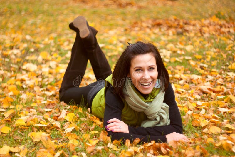 Woman Rest in the Autumn Park Stock Photo - Image of beautiful, health ...
