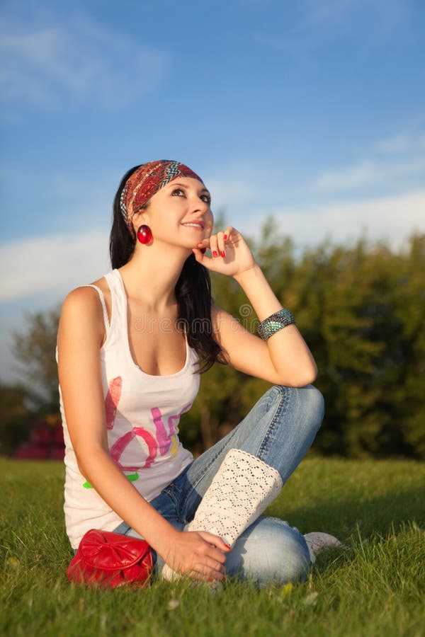 Woman rest in the park stock photo. Image of happy, lady - 10861118