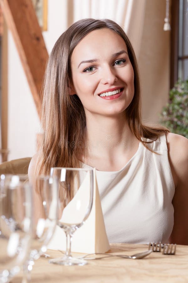 Woman in restaurant stock photo. Image of beautiful, cafe - 39900738