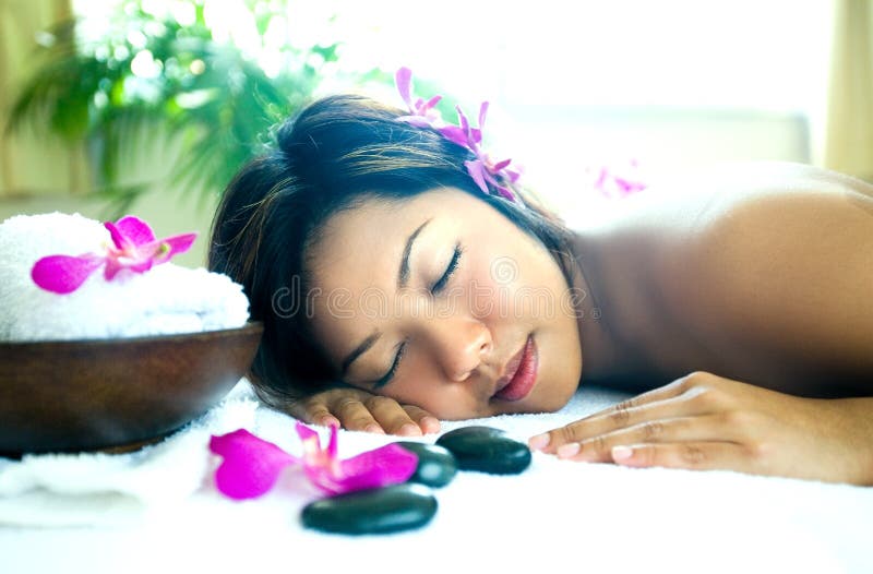 Woman Resting As she Enjoys a Body Therapy Stock Photo - Image of ...