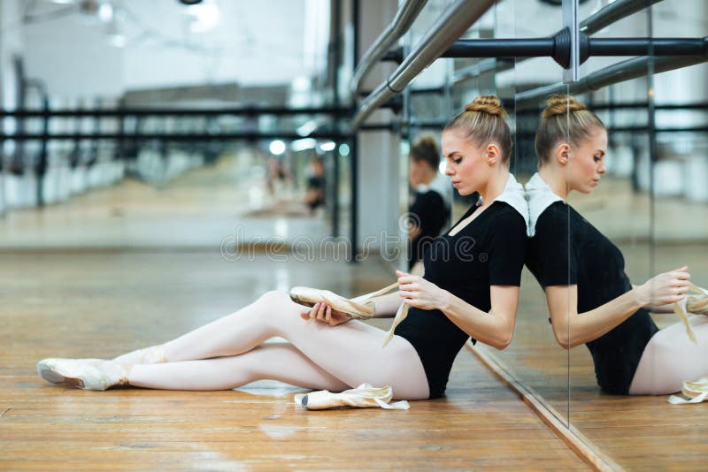 Beautiful Ballerina Resting On The Floor Stock Image - Image of ...