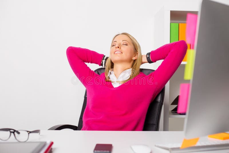 Woman Resting in the Office Stock Photo - Image of chair, head: 64711172
