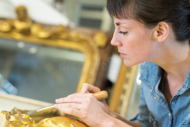 Woman Restoring Window Frame Atelier Stock Photos - Free & Royalty-Free ...