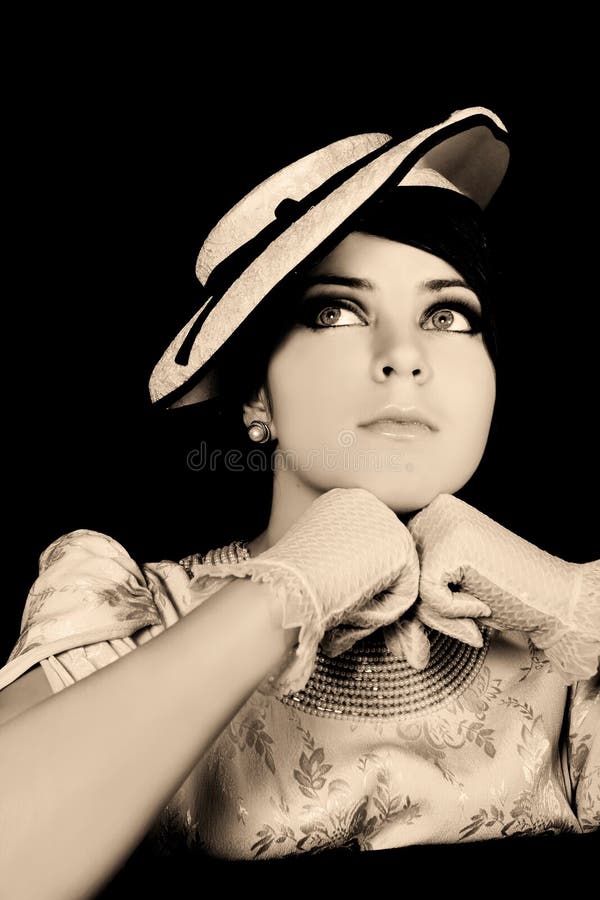 Woman in retro style stock image. Image of isolated, retro - 11321053