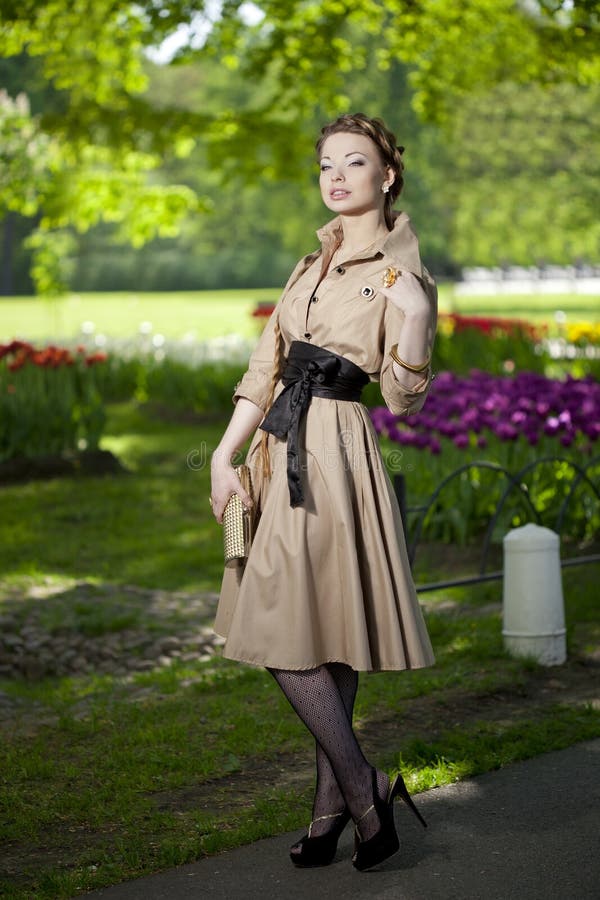 Woman in a Retro Style in the City Stock Photo - Image of gorgeous ...
