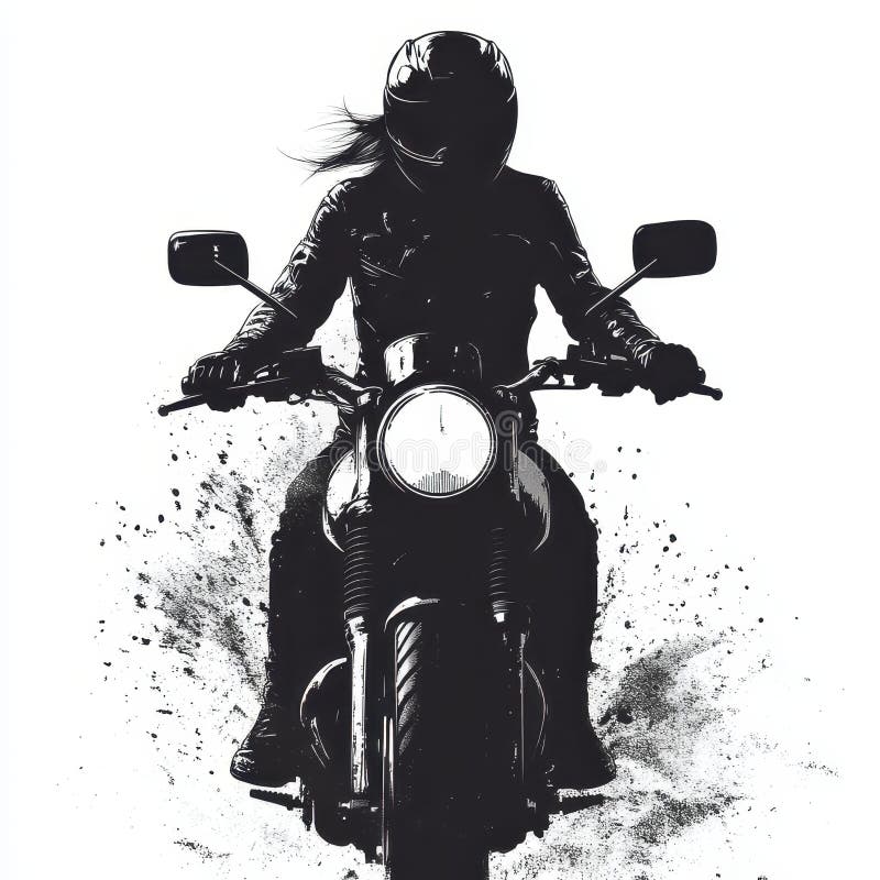 Woman Rider Powerful Motorcycle Splashing Speed Stock Illustration ...