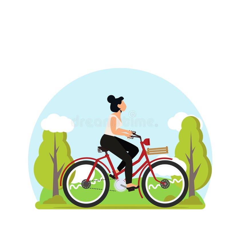 Woman Riding a Bicycle Vector Stock Vector - Illustration of hobby ...