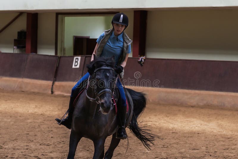 Woman Riding a Horse. Galloping Horse Stock Photo - Image of ride ...