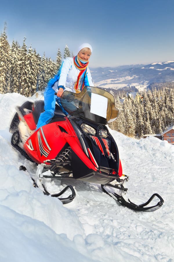 Snowmobile stock image. Image of forest, freezing, mountain - 1821515