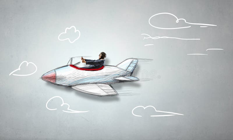 Woman Riding Space Rocket. Mixed Media Stock Photo - Image of catch ...