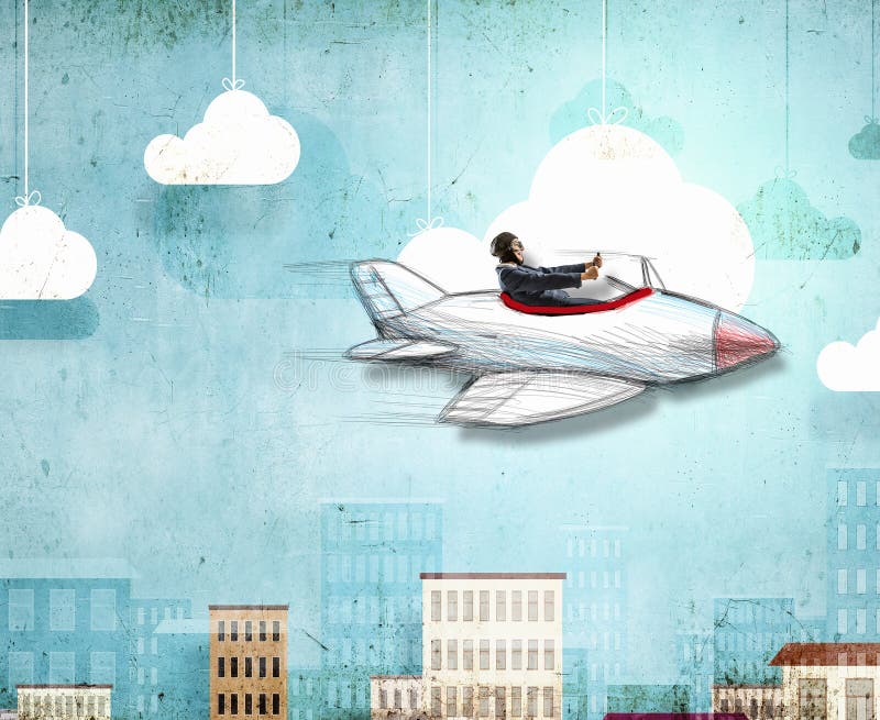 Woman Riding Space Rocket. Mixed Media Stock Photo - Image of internet ...