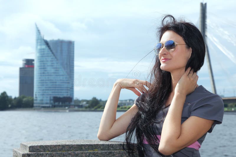 Woman in riga stock photo. Image of view, life, outdoors - 43941732