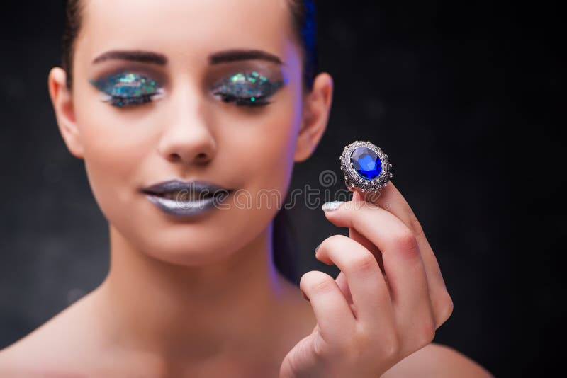 The Woman with Ring in Beauty Concept Stock Photo - Image of beautiful ...