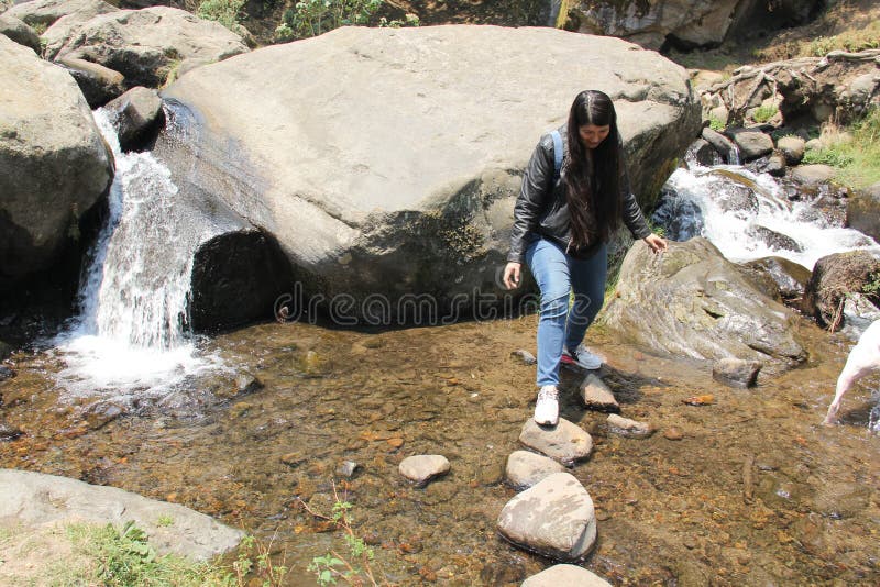 Woman Alone in the Middle of the Forest Exploring and Meditating among ...