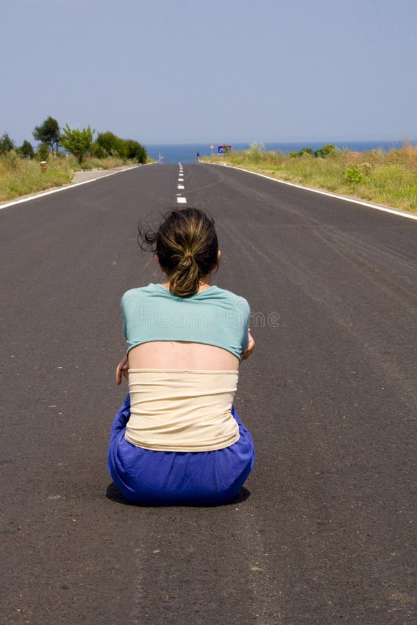 Woman in road stock image. Image of adult, lady, freedom - 7234177
