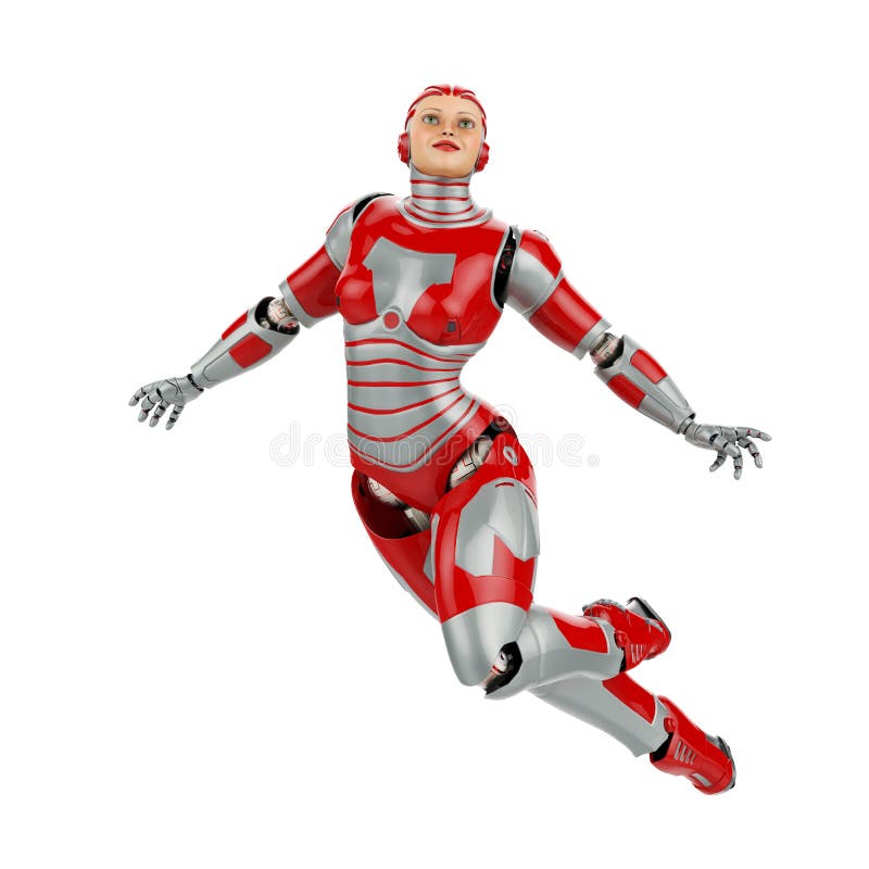 WOMAN ROBOT Front and Back View Stock Illustration - Illustration of ...
