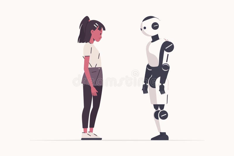 Woman and Robot Isolated Vector Style Stock Vector - Illustration of ...