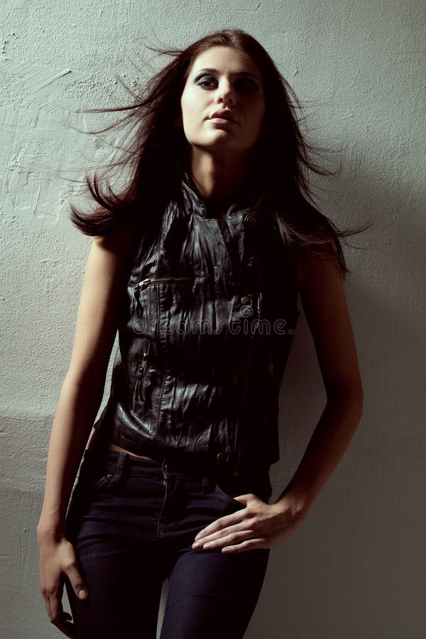 Woman rock style stock image. Image of cute, female, dark - 20787603