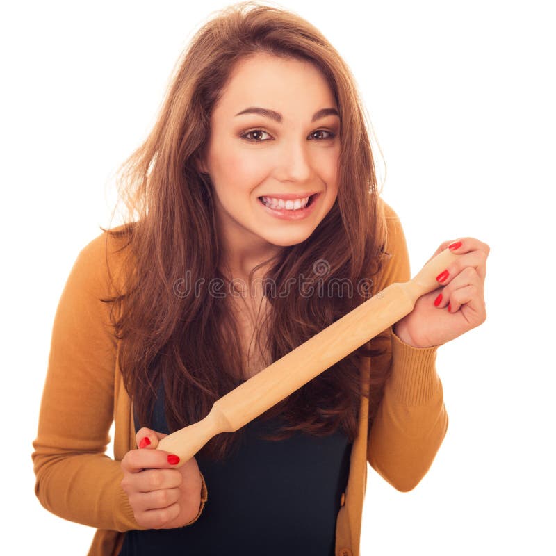 Woman with rolling-pin stock image. Image of studio, woman - 31312639