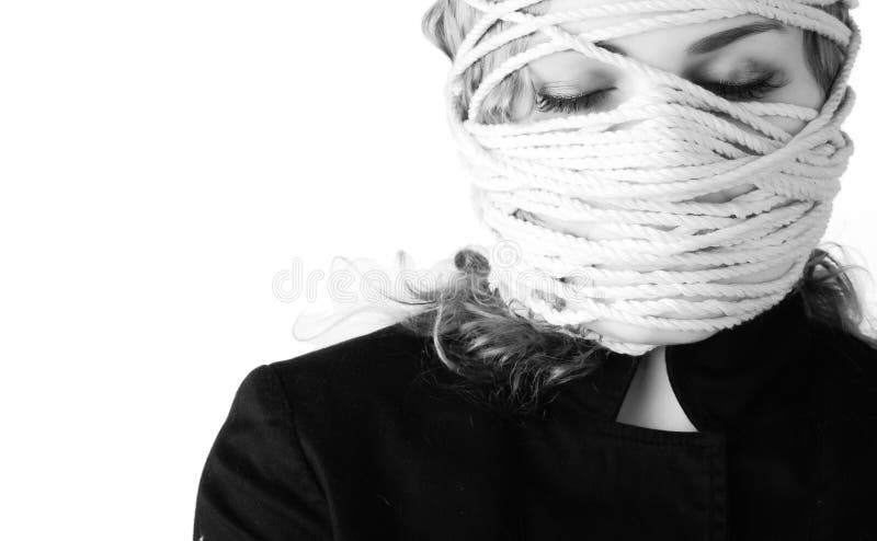 Woman with rope stock image. Image of adult, stress, beauty - 11366991