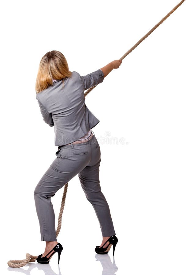 Woman with rope stock photo. Image of businesswoman, strong - 26543240