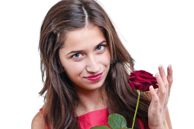 Woman with rose stock image. Image of caucasian, face - 27662575