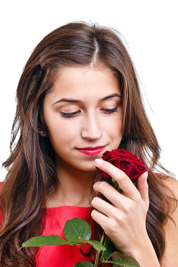 Woman with rose stock image. Image of human, lovely, pretty - 27729803