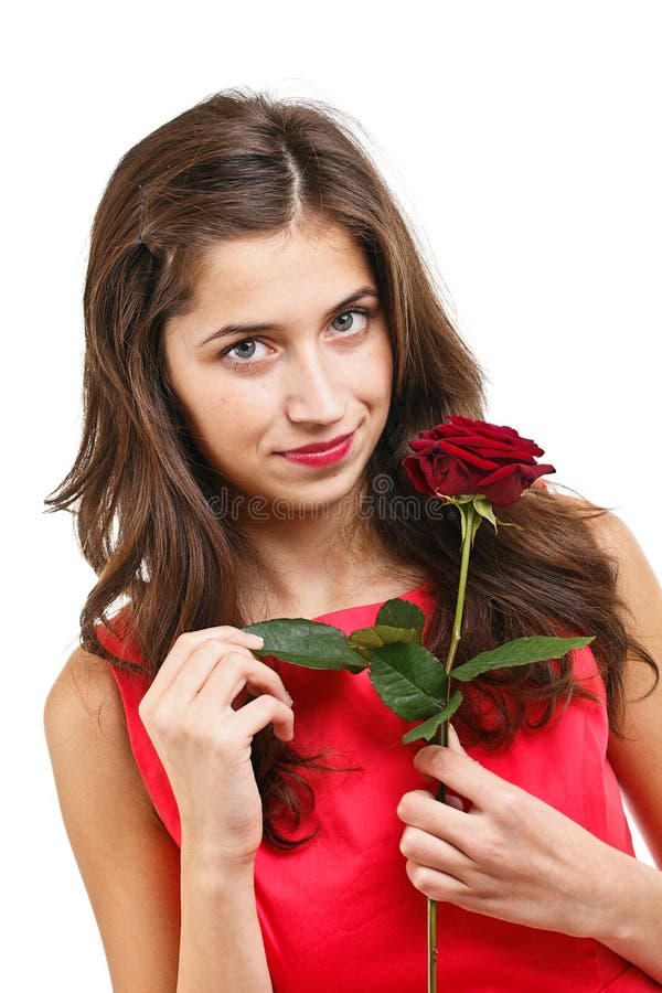 Woman with rose stock image. Image of portrait, hair - 28145085