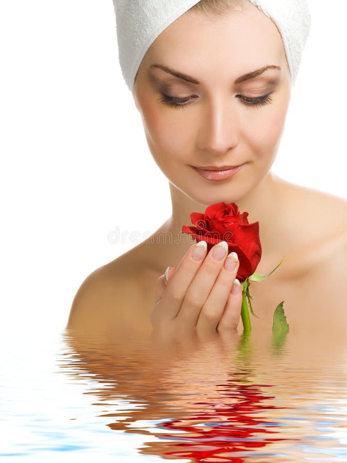 Woman with a rose stock photo. Image of aroma, beautiful - 4777574