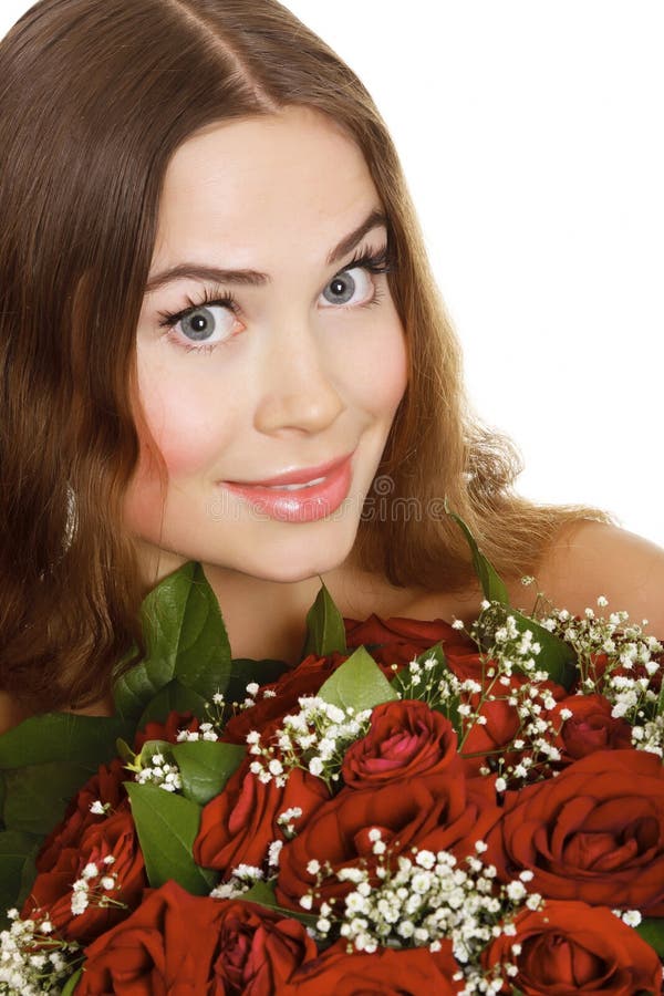 Woman with roses stock image. Image of romance, contact - 18252483