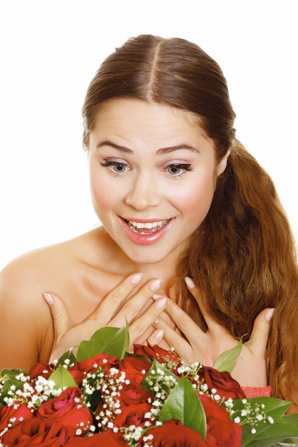 Woman with roses stock photo. Image of nature, pretty - 18256362