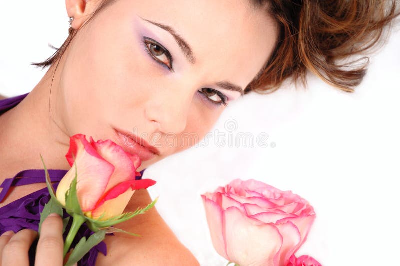 Woman with roses stock photo. Image of floral, girl, care - 5485452