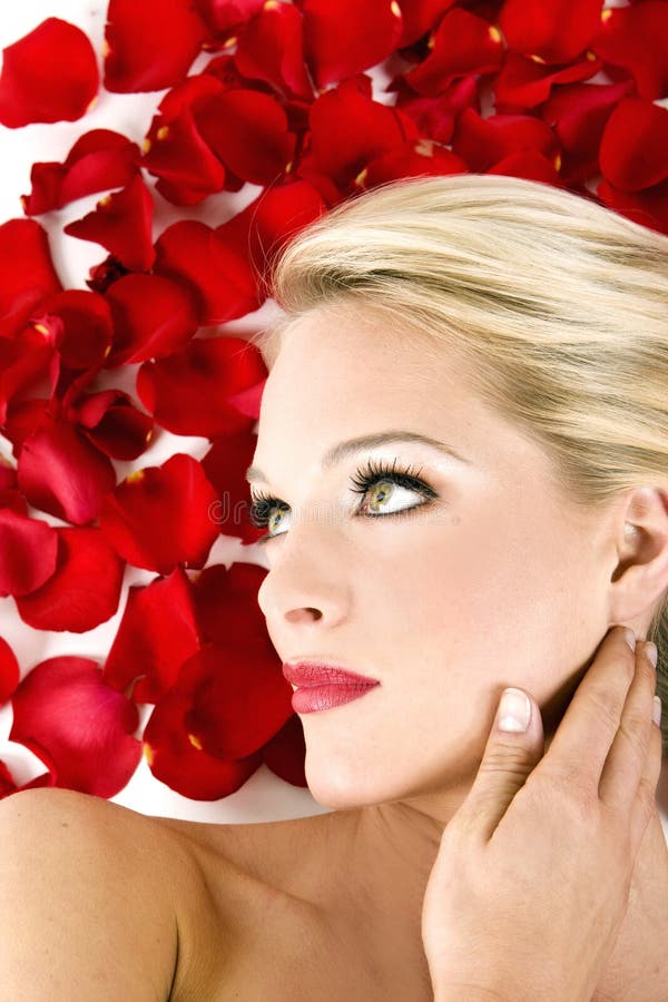 Woman in roses stock image. Image of fresh, female, care - 9080703