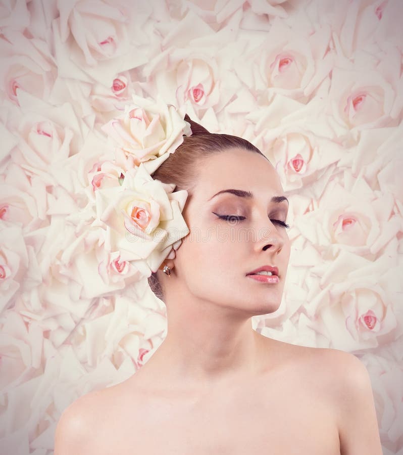 Woman with roses stock image. Image of pink, roses, female - 38515395