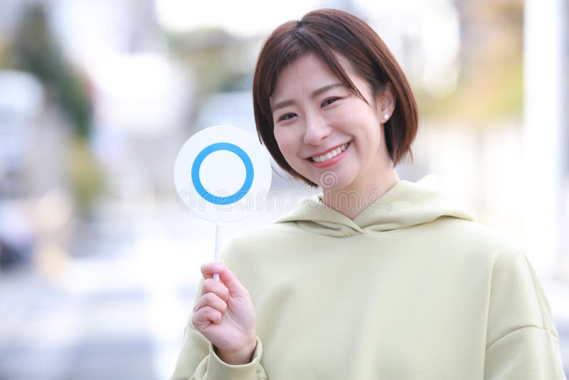 Woman with a round bill stock photo. Image of lifestyle - 241904510