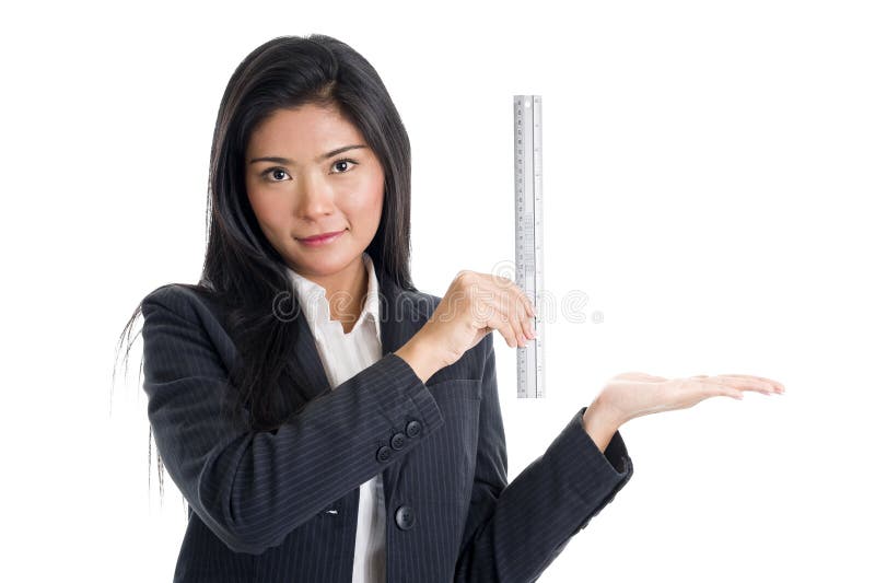 Woman with ruler stock image. Image of long, meters, person - 17190709