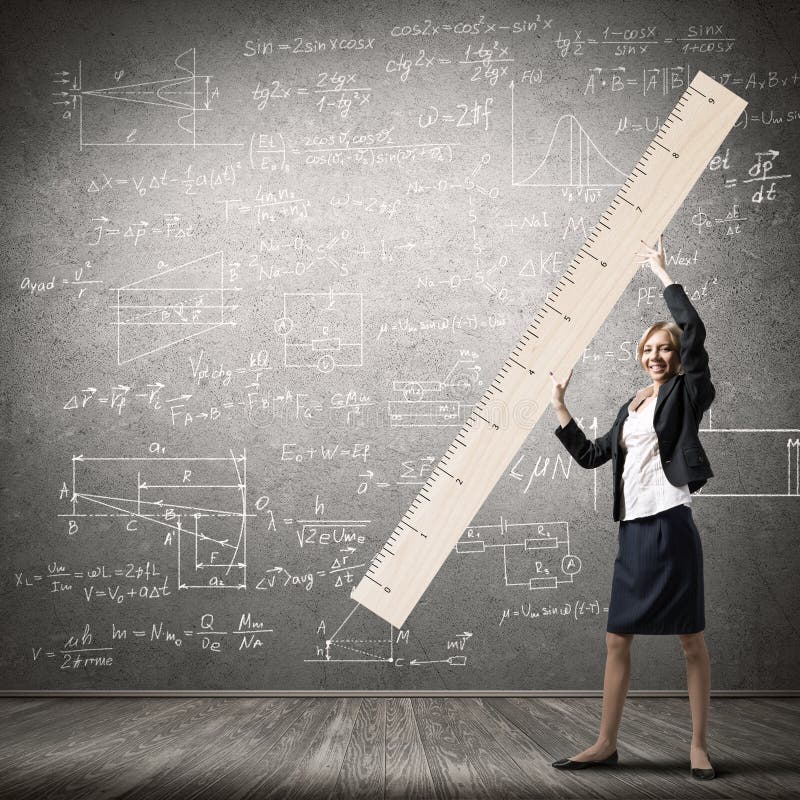 Woman with ruler stock photo. Image of ruler, growth - 61269964