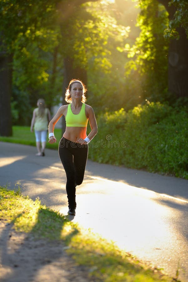 Woman Runner Athlete in Park. Sunrise Workout Stock Photo - Image of ...