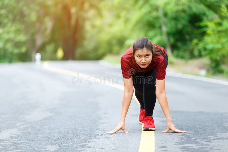 Woman Runner Prepare Starting Stock Photo - Image of sport, nature ...