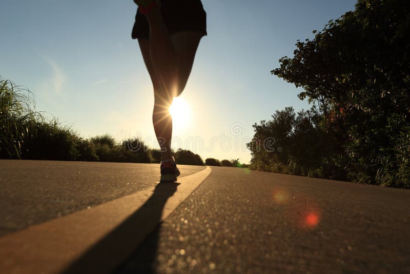 Woman Runner Running on Sunrise Seaside Stock Image - Image of chinese ...