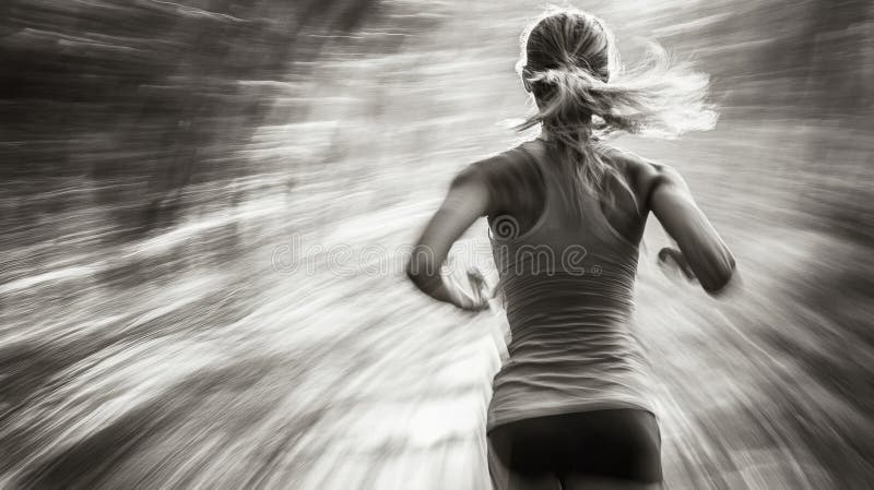 Woman Runner Speed Blurred Motion Forest Path Stock Illustration ...
