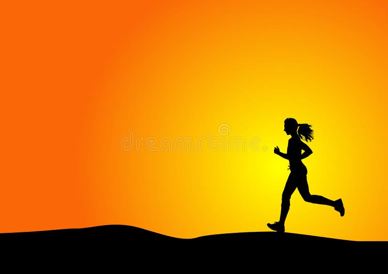 Woman Running During Sunset Stock Vector - Illustration of exercise ...