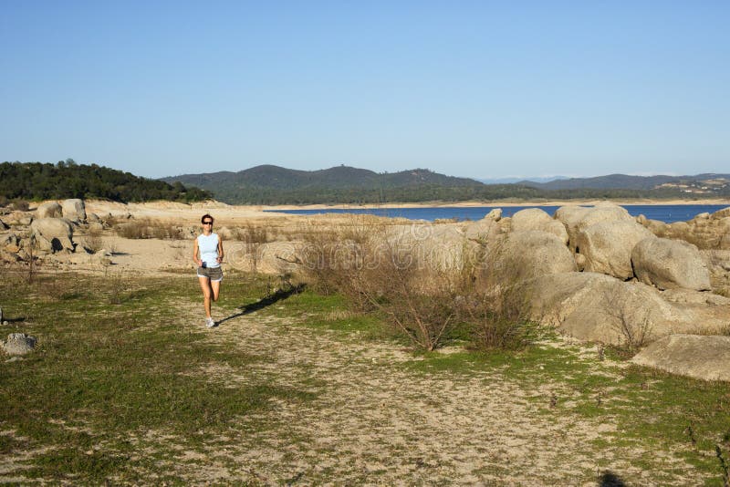 Woman Running stock image. Image of leisure, female, hill - 4767713