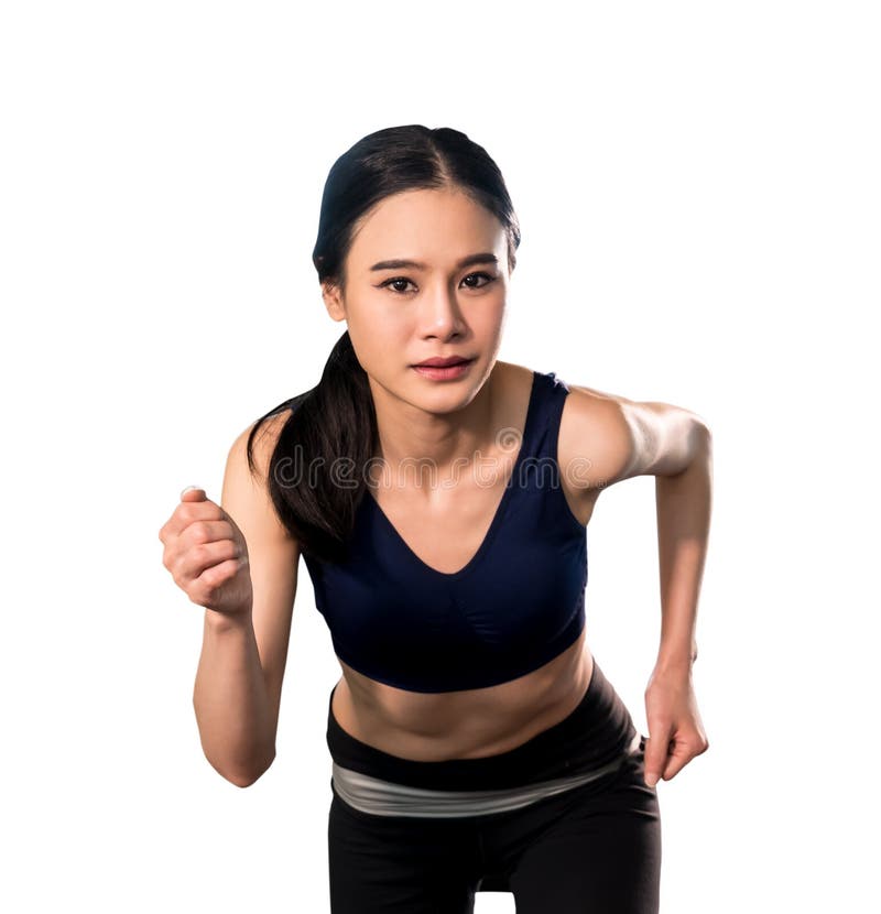 Woman Running Action Isolated on White Stock Photo - Image of person ...