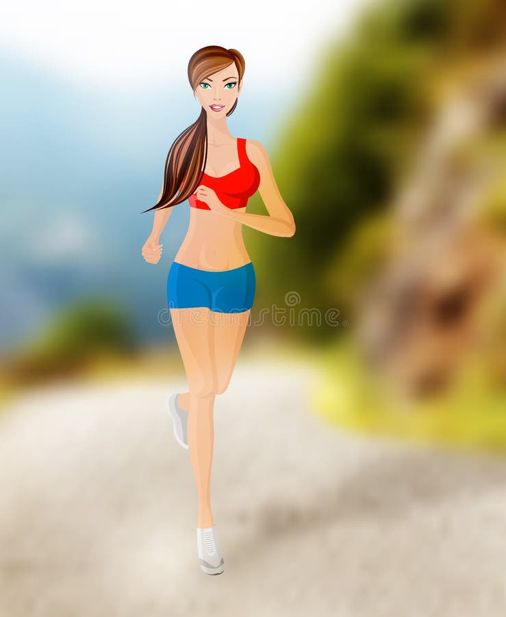 Running Woman Weight Loss Progress Stock Vector Illustration Of