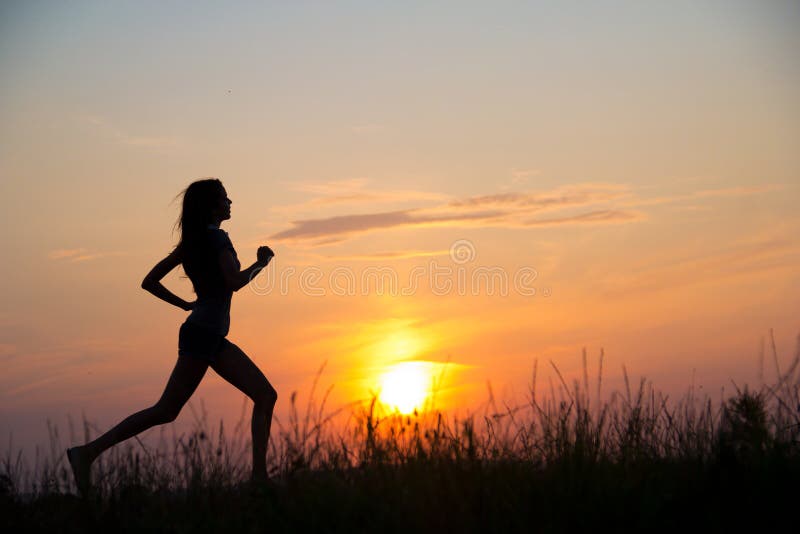 Woman Running during Sunset Stock Vector - Illustration of exercise ...