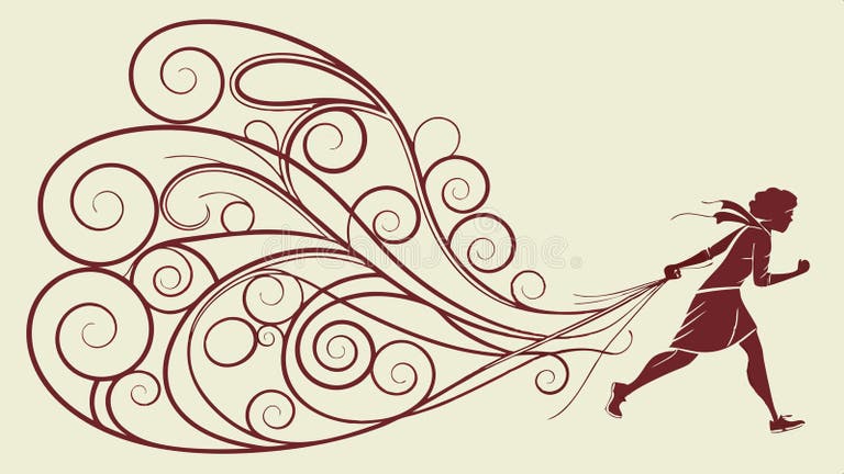 Woman Running with Wind, Dynamic Pose, and Motion Art Vector Design ...
