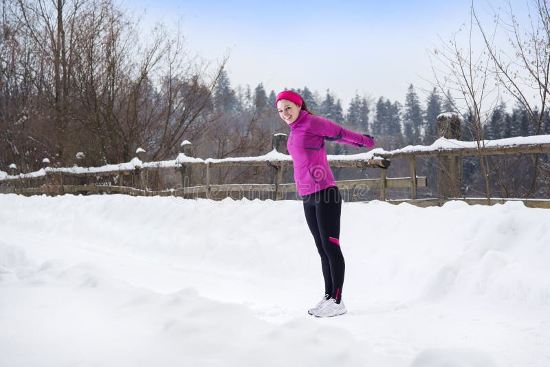 Woman running in winter stock image. Image of jogger - 28938715