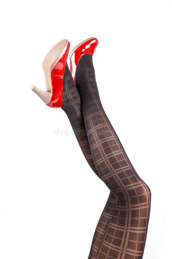 Womanand X27 S Beine Die Strumpfhose Und Hohe Absätze Tragen Stockfoto